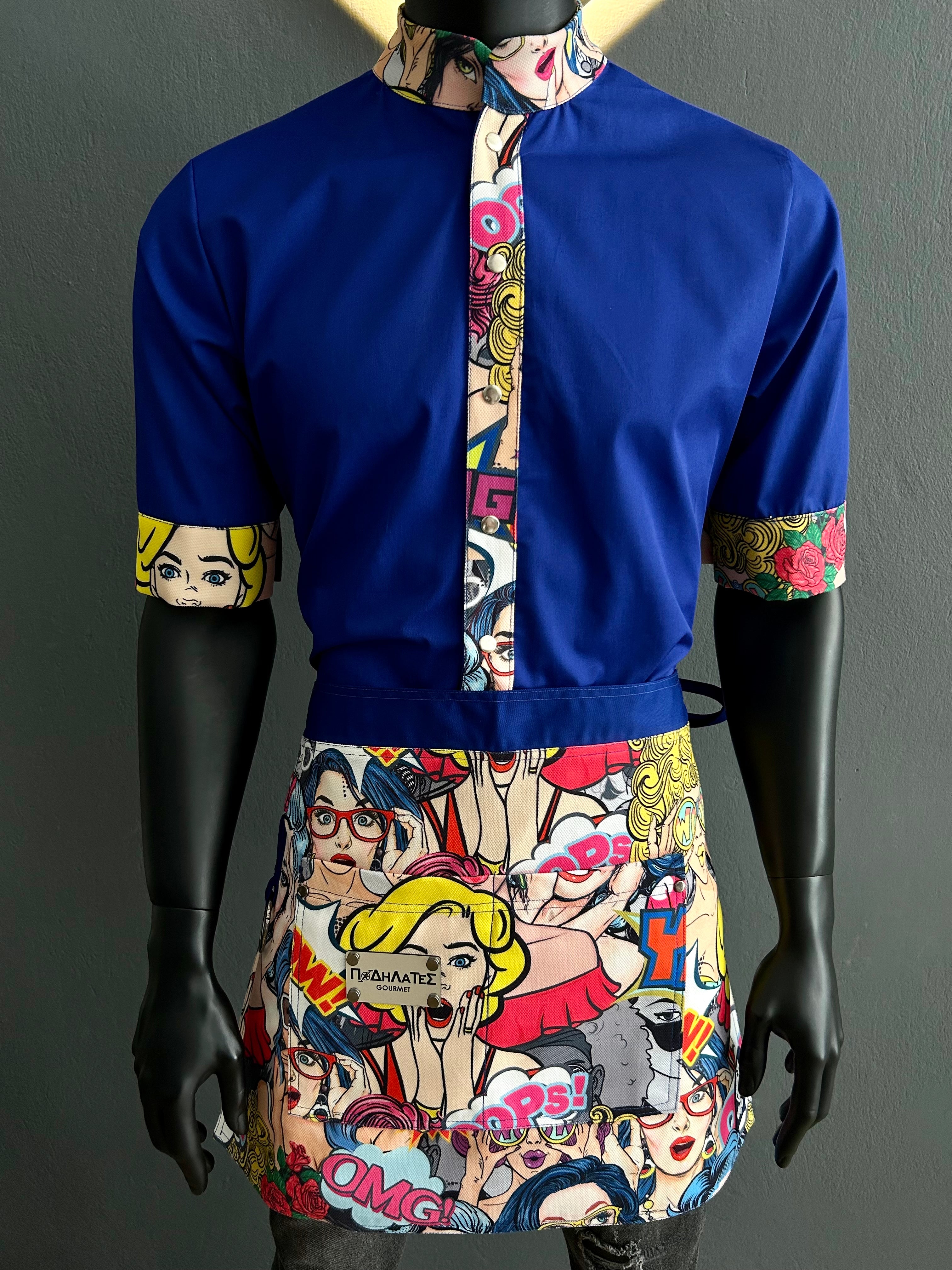 Blue comic service – Dejo Handmade Aprons and more